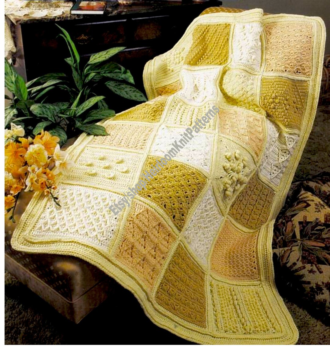 Sampler Afghan Vintage Crochet Pattern Learn 24 Special Stitches Block ...