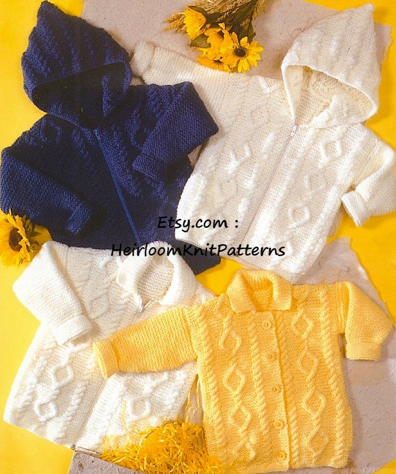 Children's Aran Jackets Knitting Pattern Boy Girl Aran | Etsy