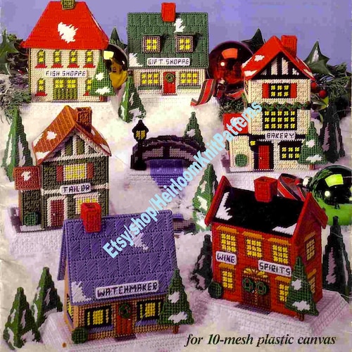 Christmas Plastic Canvas Village Pattern PDF Victorian Holiday - Etsy