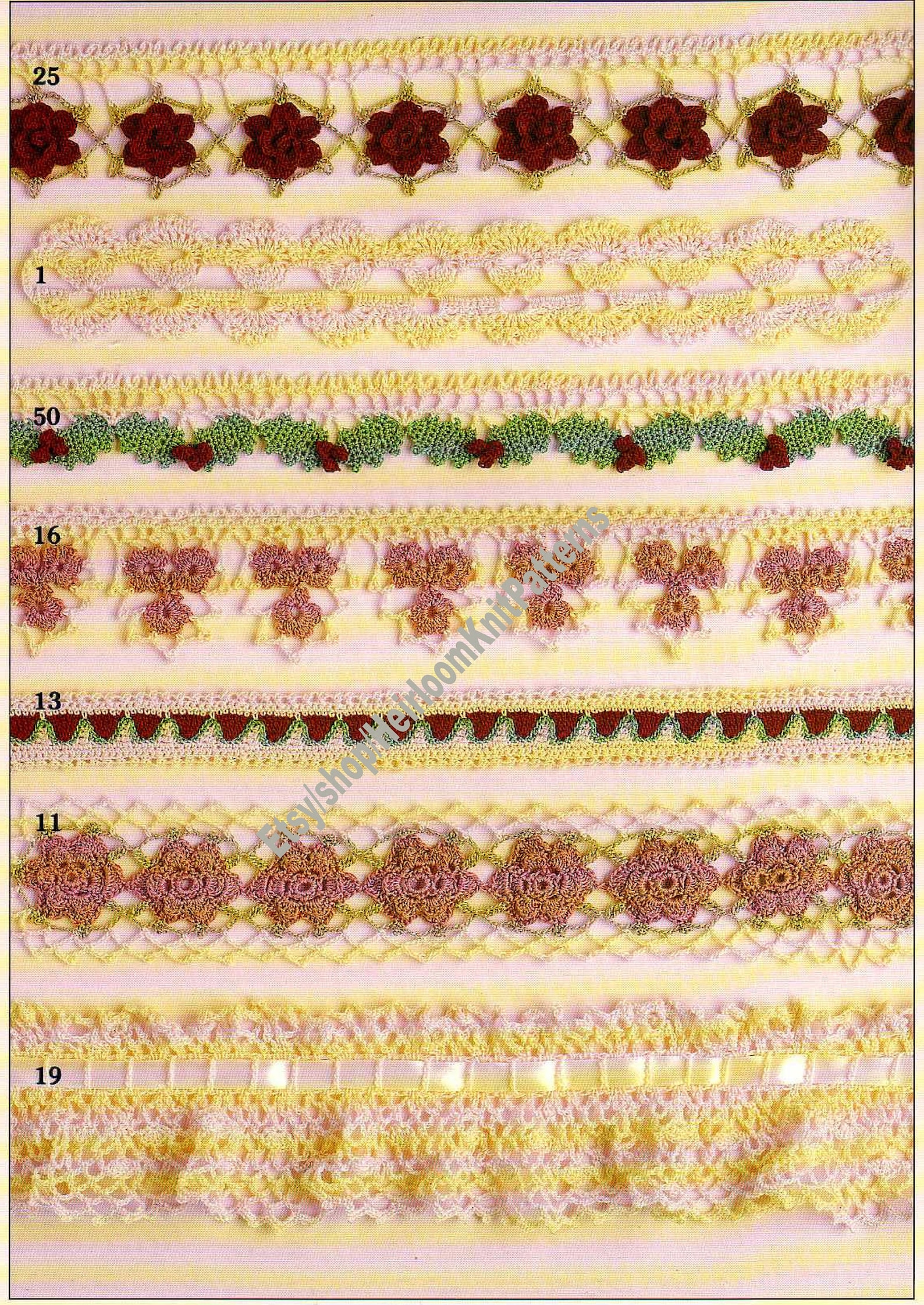 50 Thread Crochet Edgings Vintage Crochet Pattern Filet - Etsy