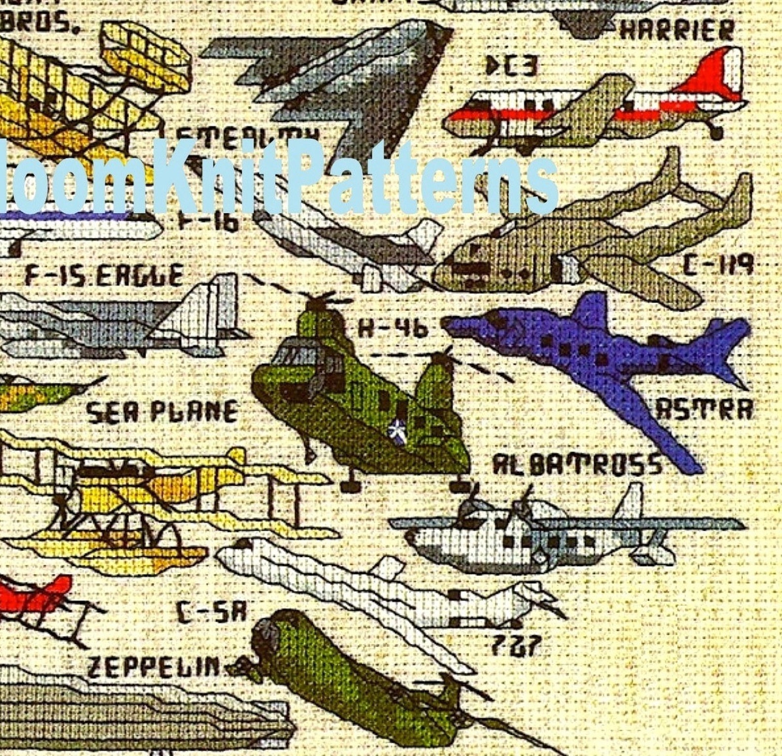 46 Aircraft Motifs Vintage Cross Stitch Pattern PDF Small - Etsy