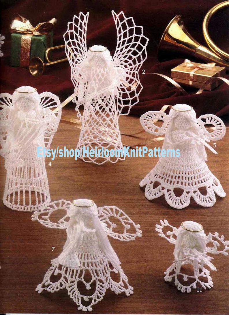 11 Angels With Musical Instruments Vintage Crochet Pattern PDF - Etsy