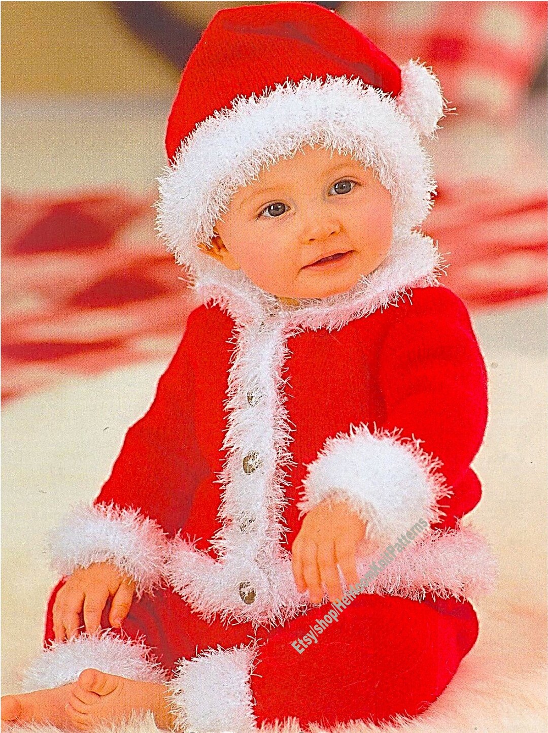 Baby Boy Girl Santa Suit Christmas Outfit Vintage Knitting Pattern ...