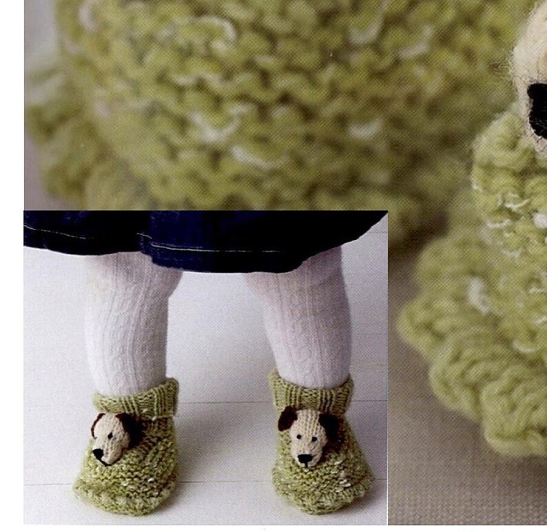 Baby Boy Girl Doggie Slippers Bootees Shoes Vintage Knitting Pattern ...