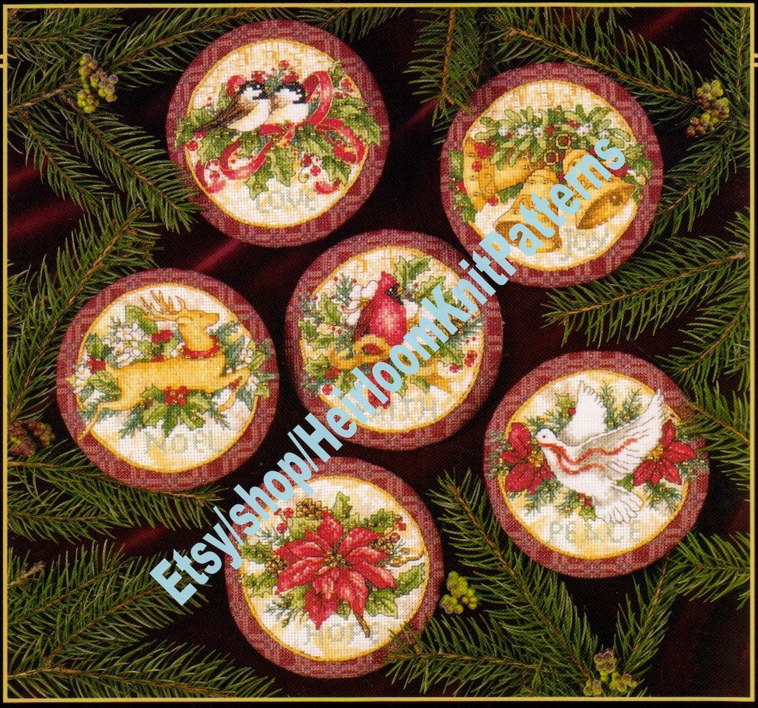 6 Christmas Ornaments Counted Cross Stitch Pattern PDF Small 4'' Motifs ...