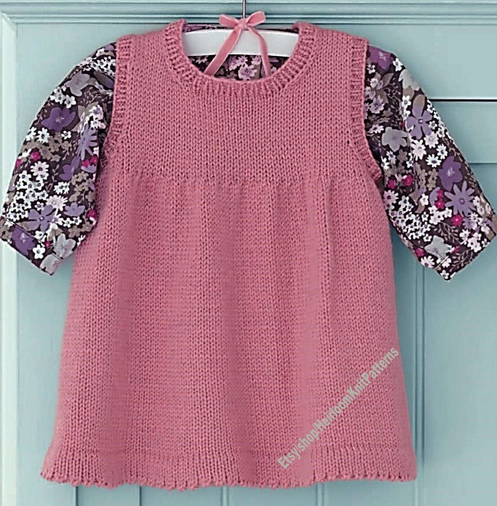 Girls Tunic Dress Knitting Pattern Vintage Simple Sleeveless - Etsy