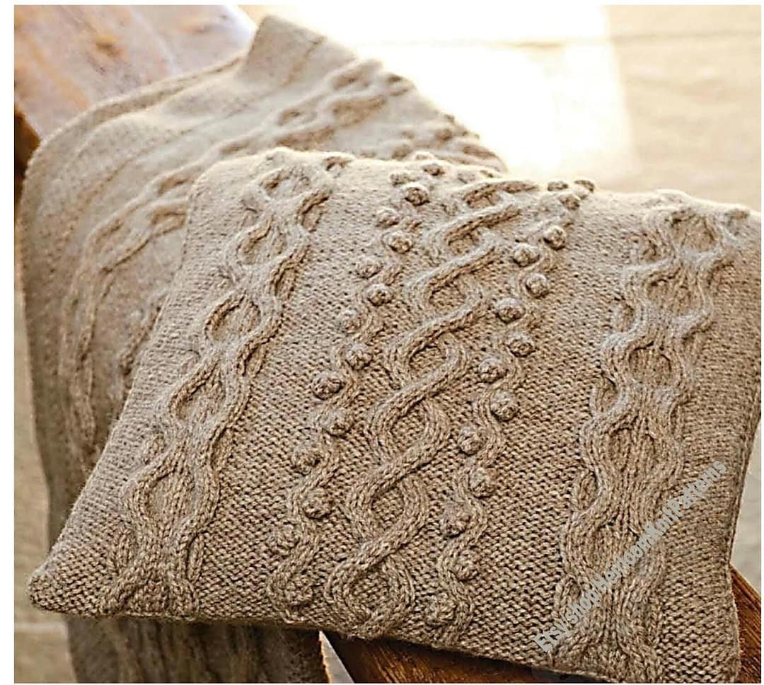 Aran Cushion & Throw Set Vintage Knitting Pattern Aran 10ply Worsted ...