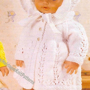 5 Pieces Baby Doll Clothes Vintage Knitting Pattern Fits Doll & Preemies Height 12''- 14''; 15 ...