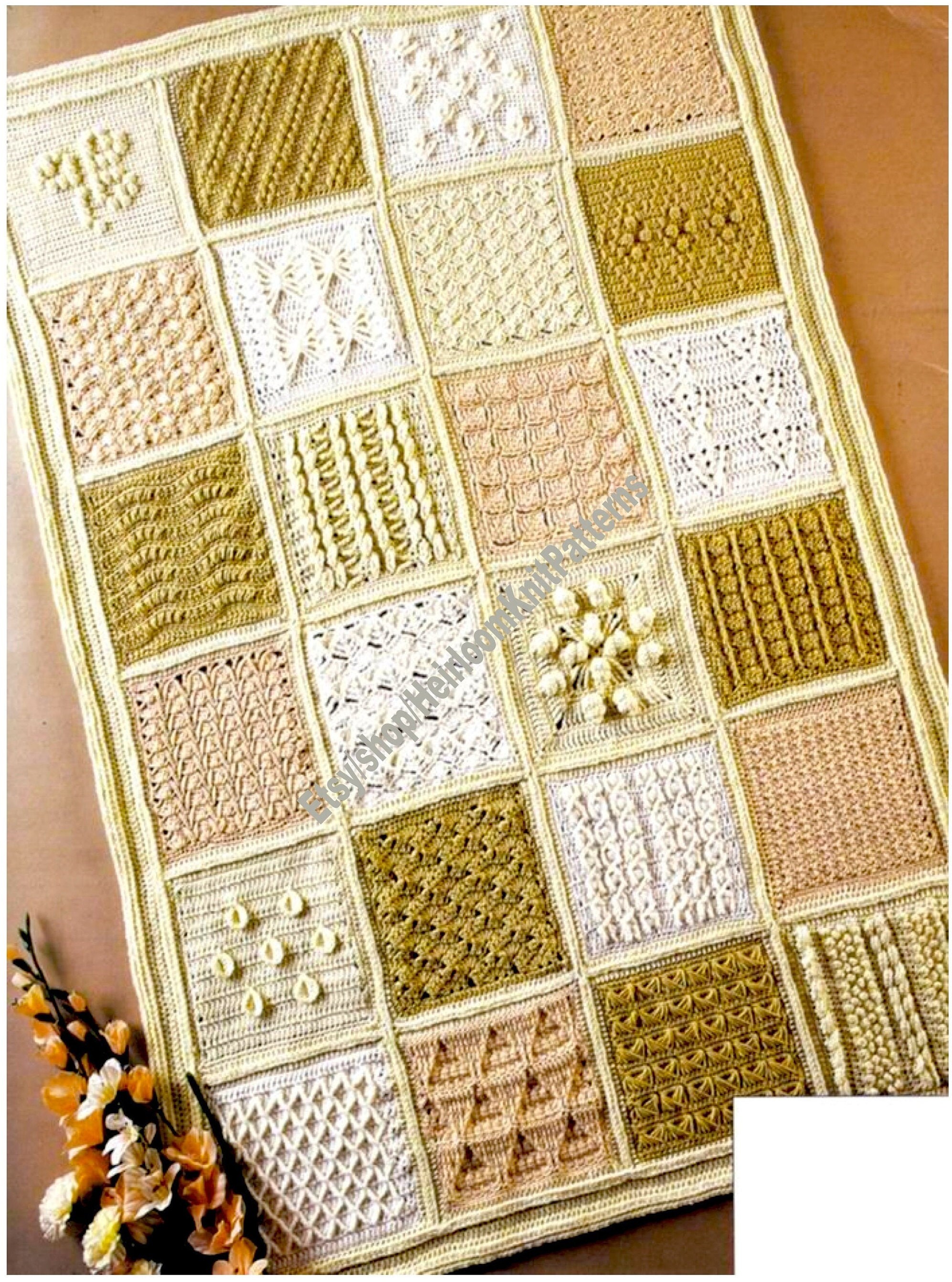 Sampler Afghan Vintage Crochet Pattern Learn 24 Special Stitches Block ...
