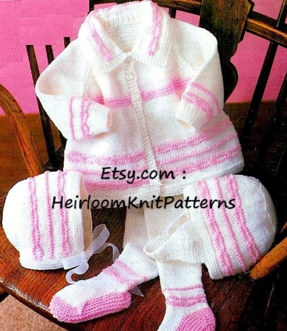 Sewing & Fiber Knitting Kits & How To vintage baby pram set knitting ...