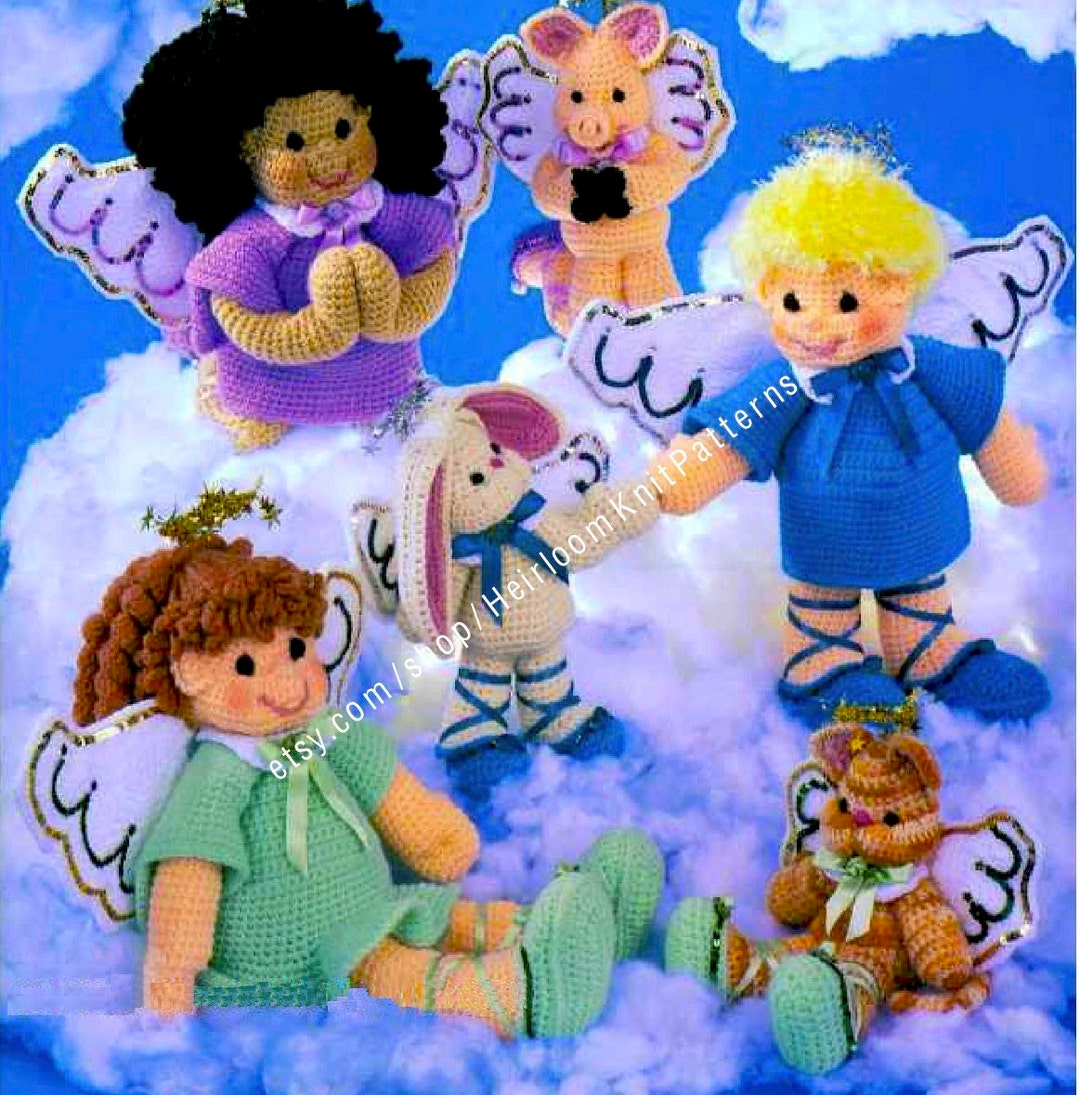12 Designs Cherubs & Angel Pets Vintage Doll Toy Animal Crochet Pattern ...