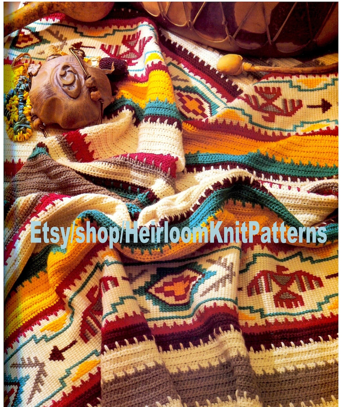 Indian Blanket Afghan Vintage Crochet Pattern PDF Crochet - Etsy
