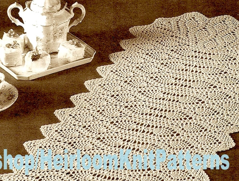 Crochet Pineapple Oval Runner Pattern Pineapple Doily Table Center Row by Row Vintage Pattern ...