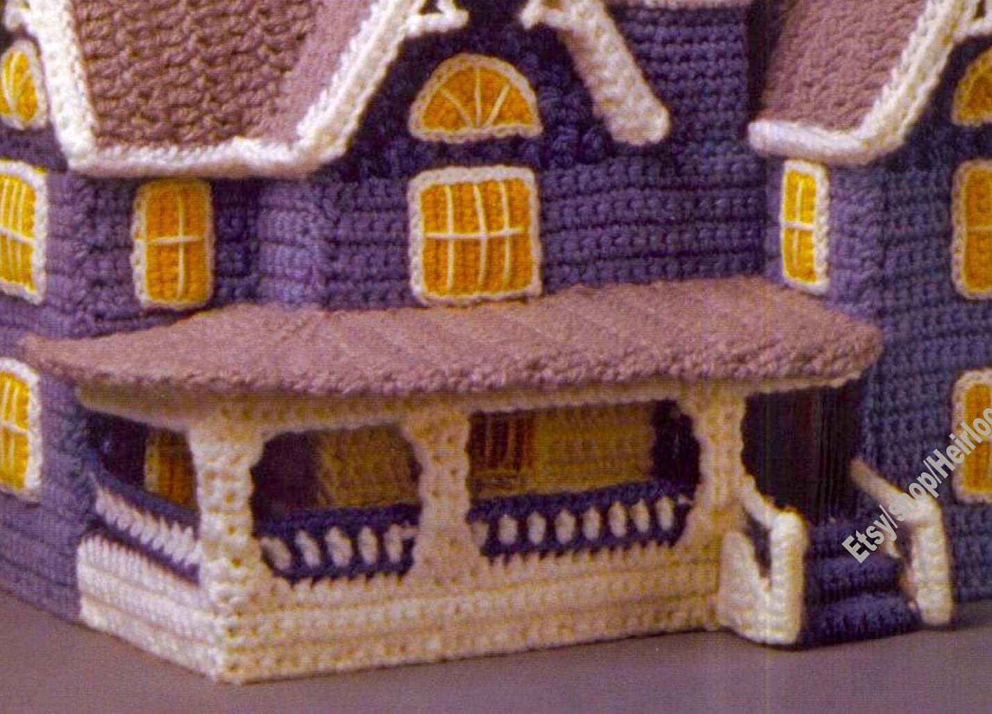 Victorian Cottage Tissue Box Cover Topper Holder Vintage Crochet ...