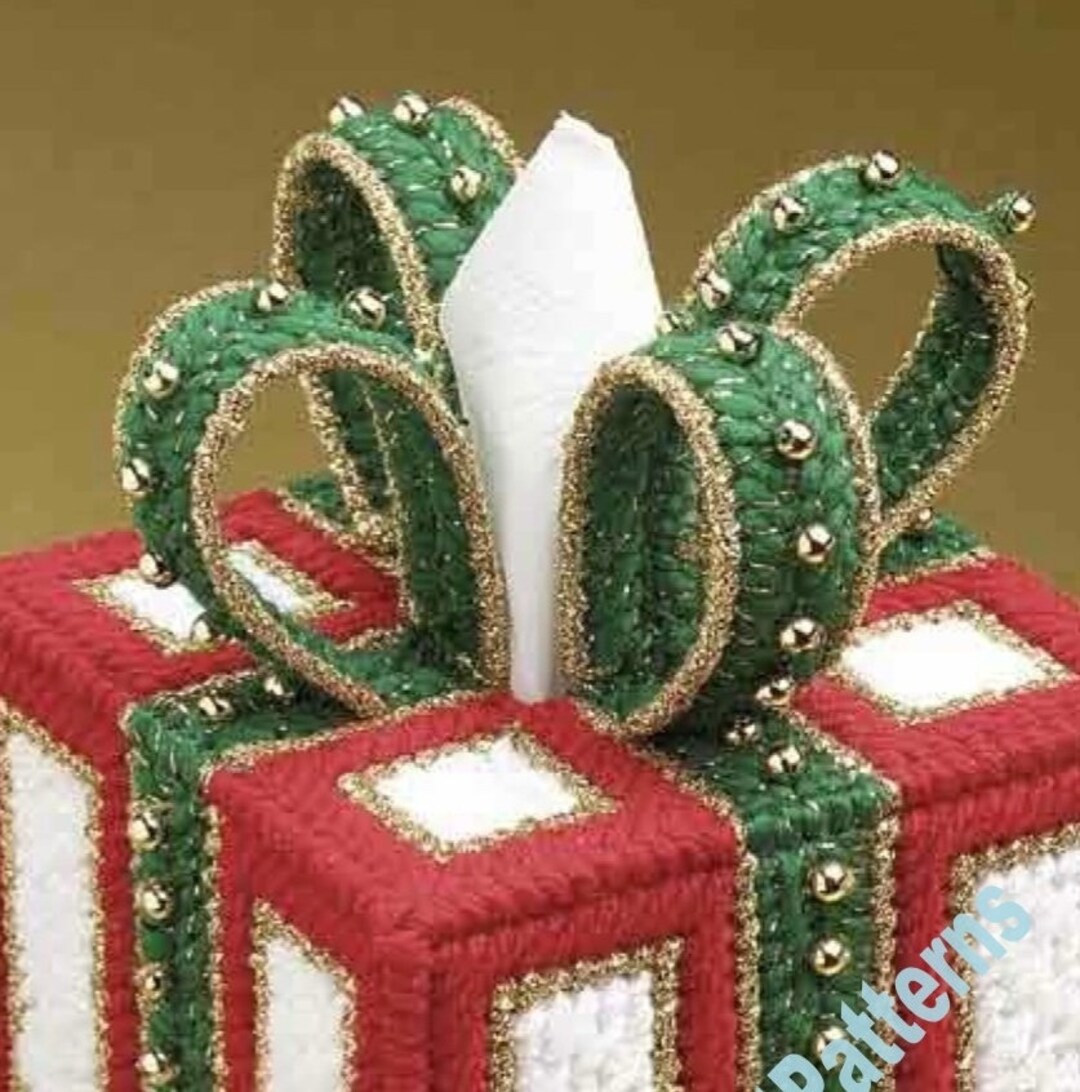 Christmas Gift Tissue Box Topper Vintage Plastic Canvas - Etsy