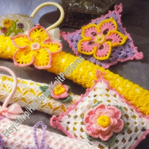 7 Pairs Hangers and Sachets Vintage Crochet Pattern Coat Hanger Cover ...