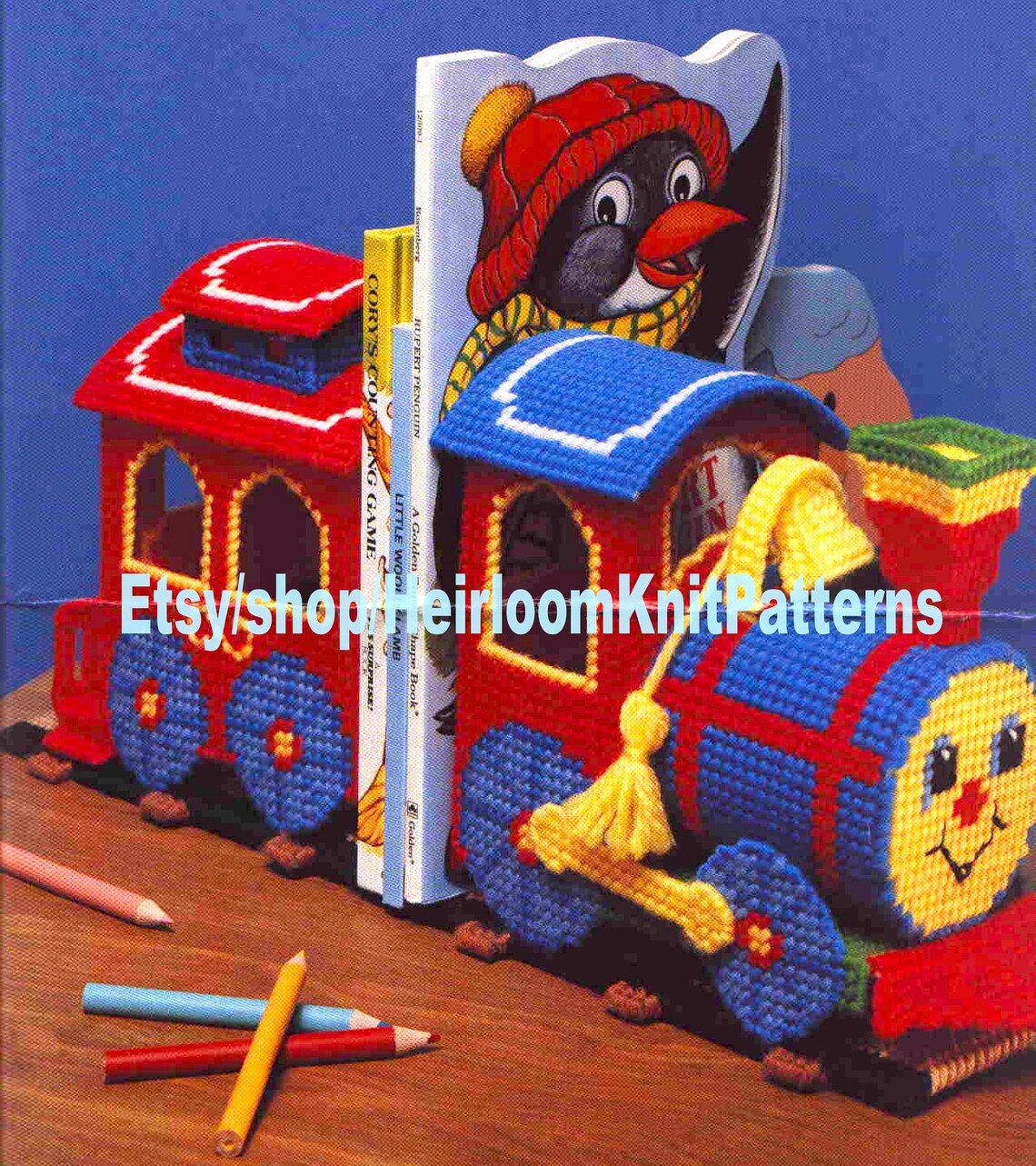 Storybook Express Train Bookends Vintage Plastic Canvas Pattern PDF ...