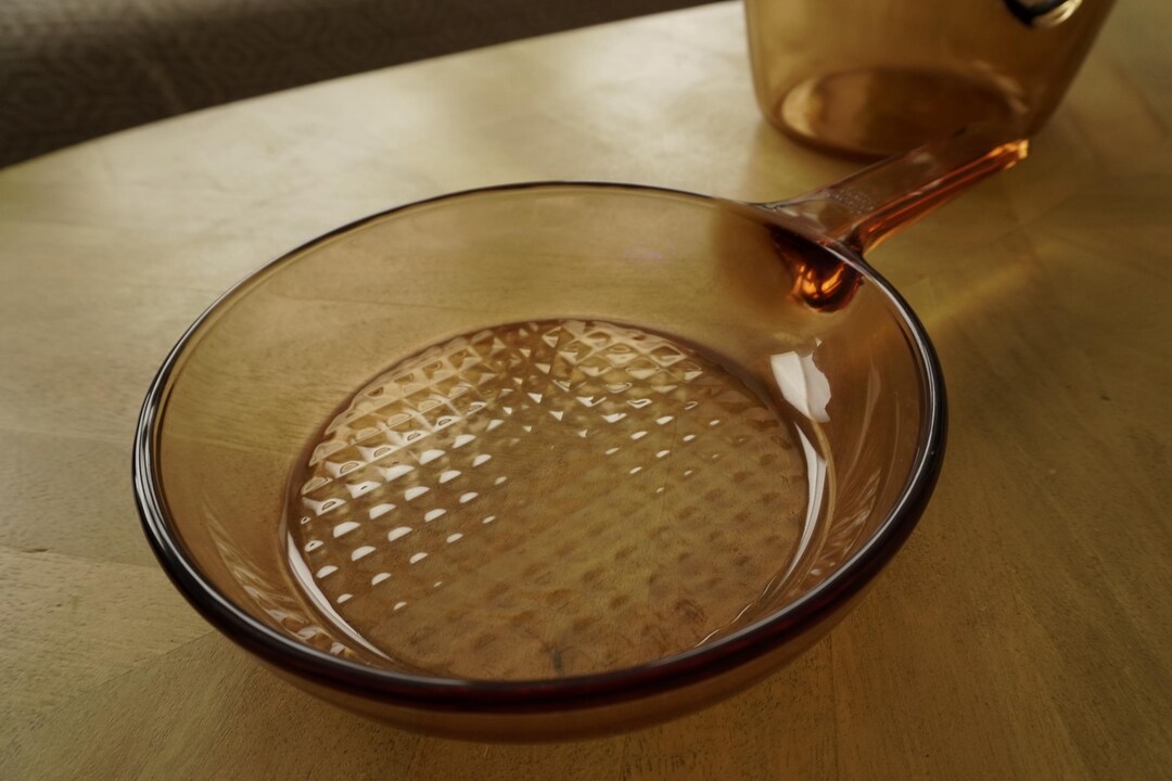Set of 2 Vintage Corning Visions Amber Glass Saucepans – USA & France ...