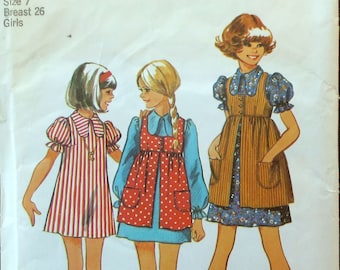 Simplicity 9954 Vintage Sewing Pattern - Girls’ Smock Dress, Size 7 ...
