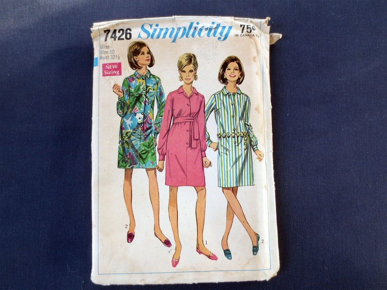 1967 Step-in Dress Uncut Vintage Pattern, Simplicity 7426, Size 10 ...