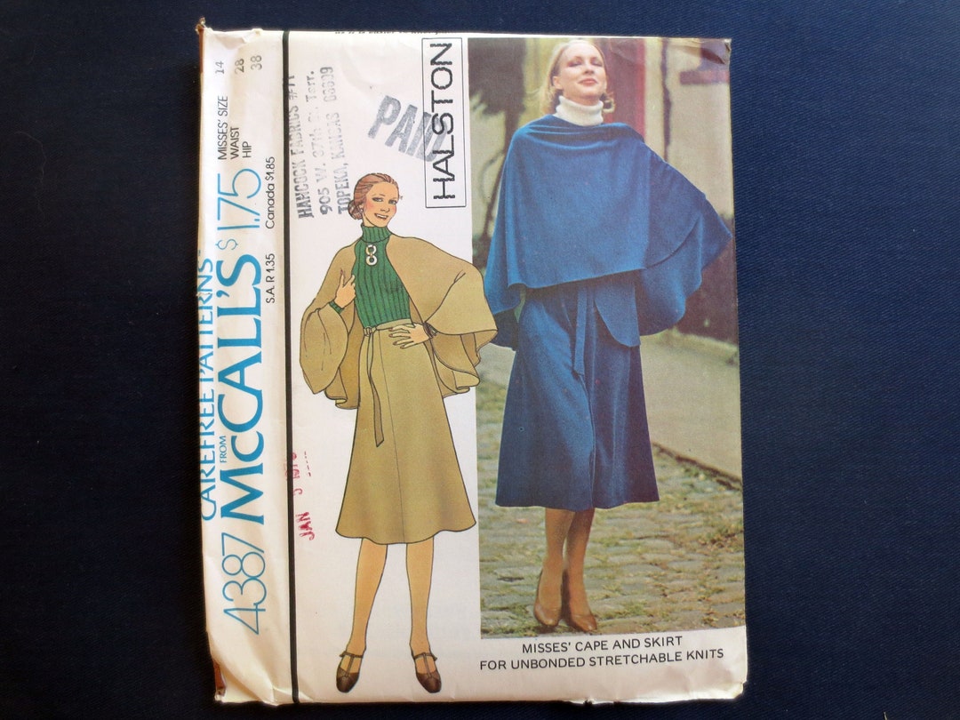 1974 Halston Knit Cape & Skirt Uncut Vintage Pattern, Mccalls 4387 ...