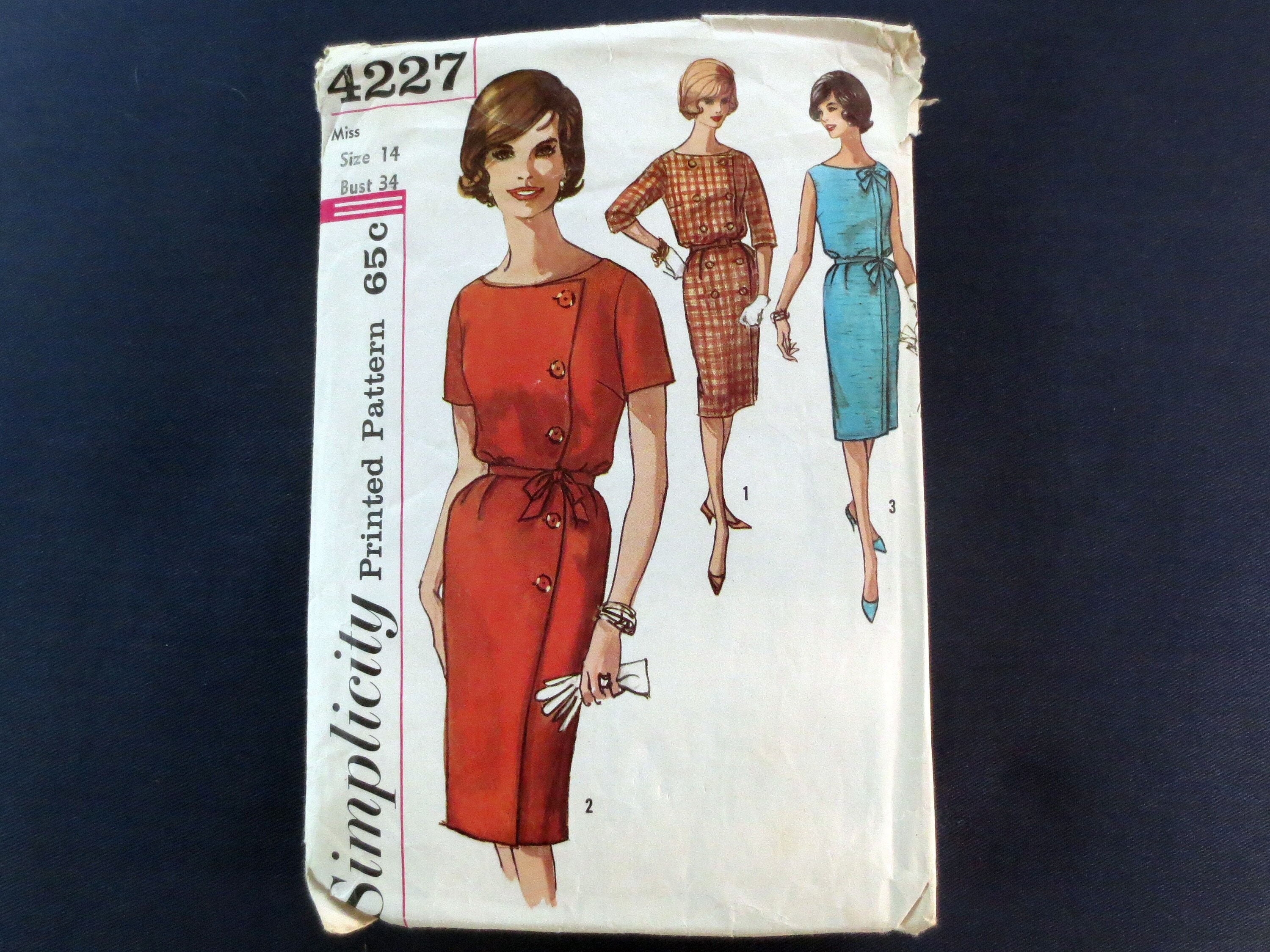 1960s Wrap Around Dress With Buttons Vintage Pattern, Simplicity 4227 ...