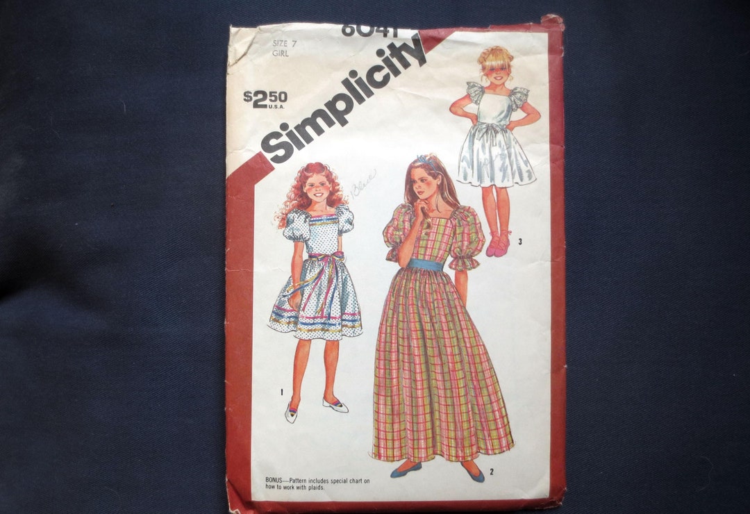 1983 Pullover Dress Vintage Pattern, Simplicity 6041, Girls Size 7 ...