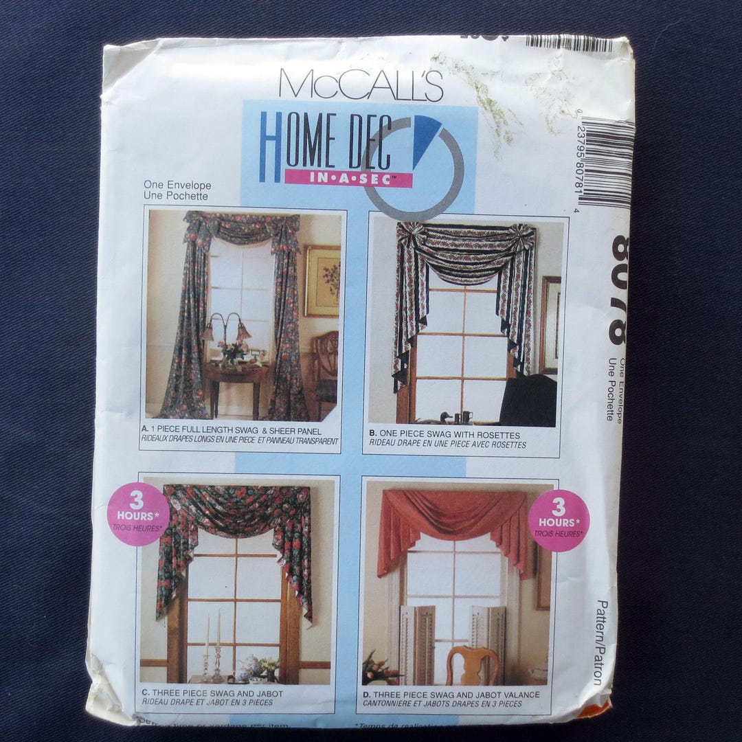 1995 Drapery Swags, Sheer Panel & Jabot Uncut Vintage Pattern, Mccalls ...