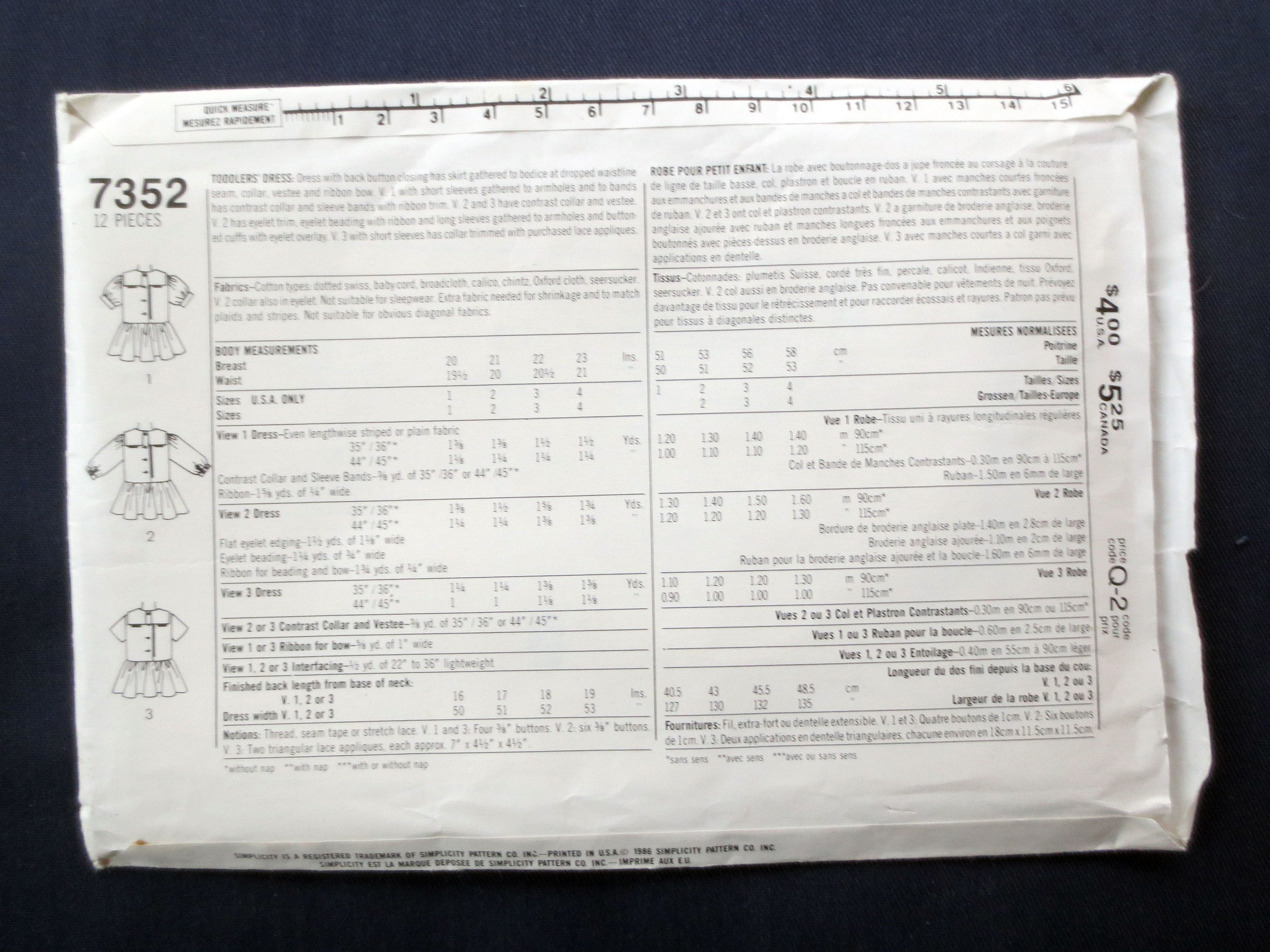 1986 Cinderella Dress Uncut Vintage Pattern Simplicity 7352 | Etsy