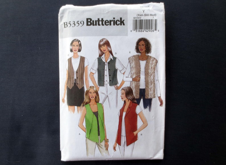 Vest Uncut Sewing Pattern, Butterick 5359, Size 4, 6, 8, 10, 12, 14 - Etsy