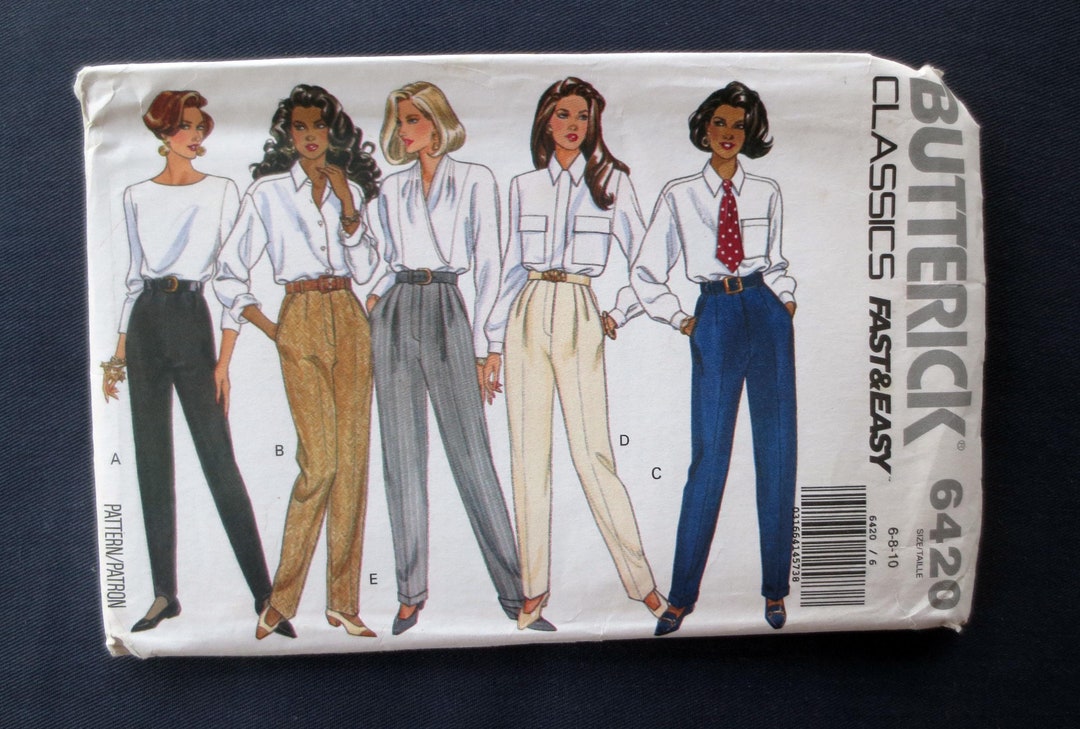 1992 Tapered Pants Uncut Vintage Pattern, Butterick 6420, Size 6, 8, 10 ...