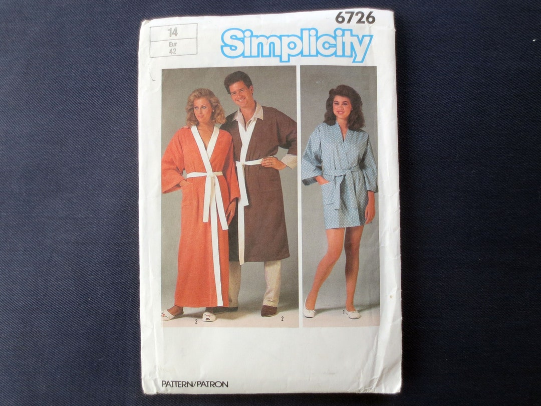 1984 Kimono Robe Uncut Vintage Pattern, Simplicity 6726, Size 14, Bust ...