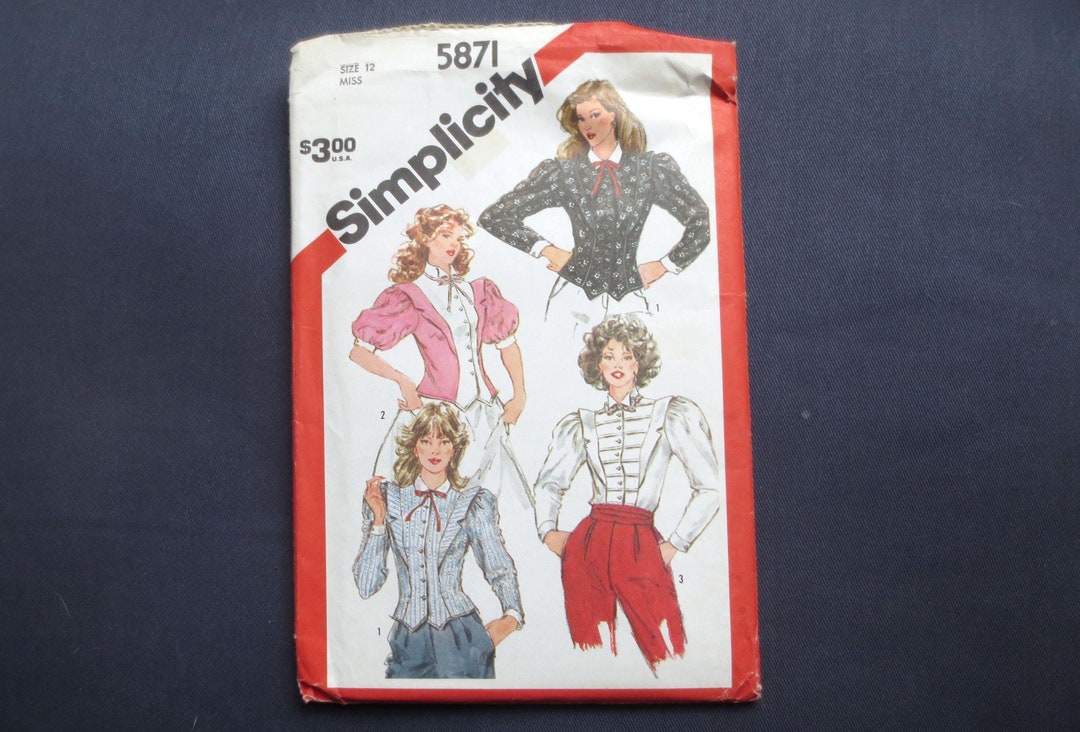 1982 Fitted Blouse Uncut Vintage Pattern, Simplicity 5871, Size 12 ...