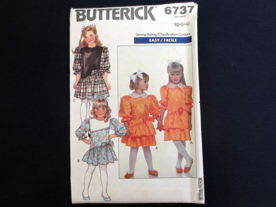 1988 Toddler Dress Uncut Vintage Pattern Butterick 6737 Size - Etsy