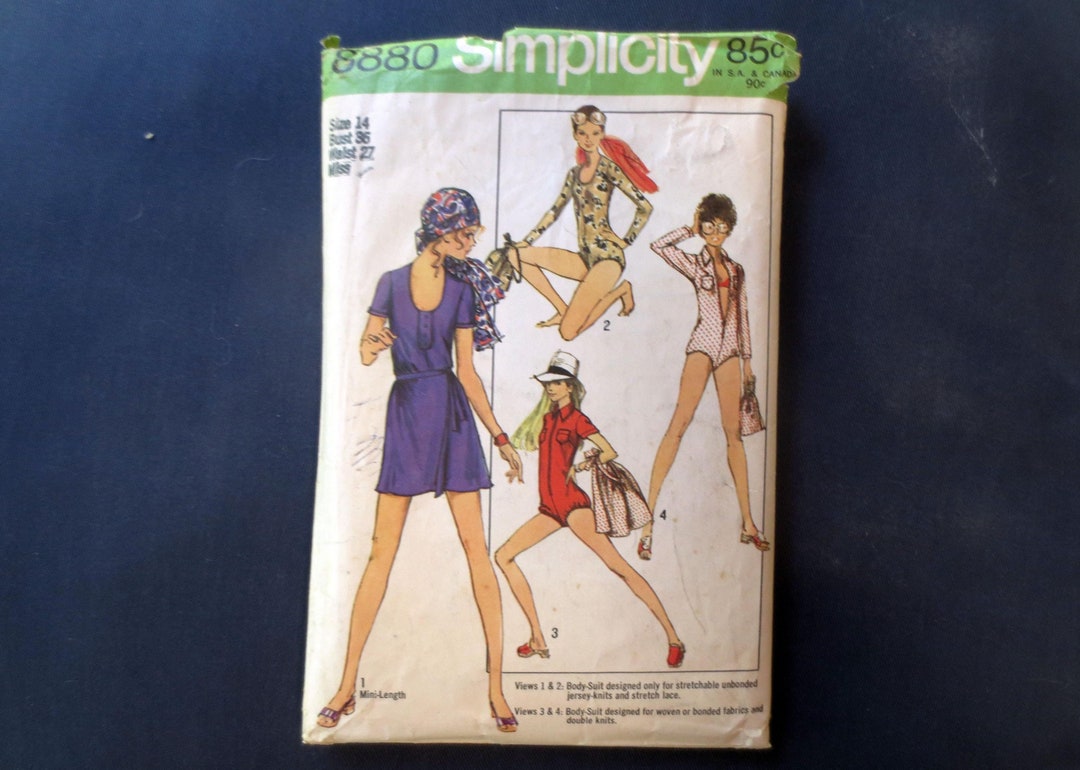 1970 Bodysuit, Mini Wrap Skirt & Drawstring Bag Vintage Pattern ...