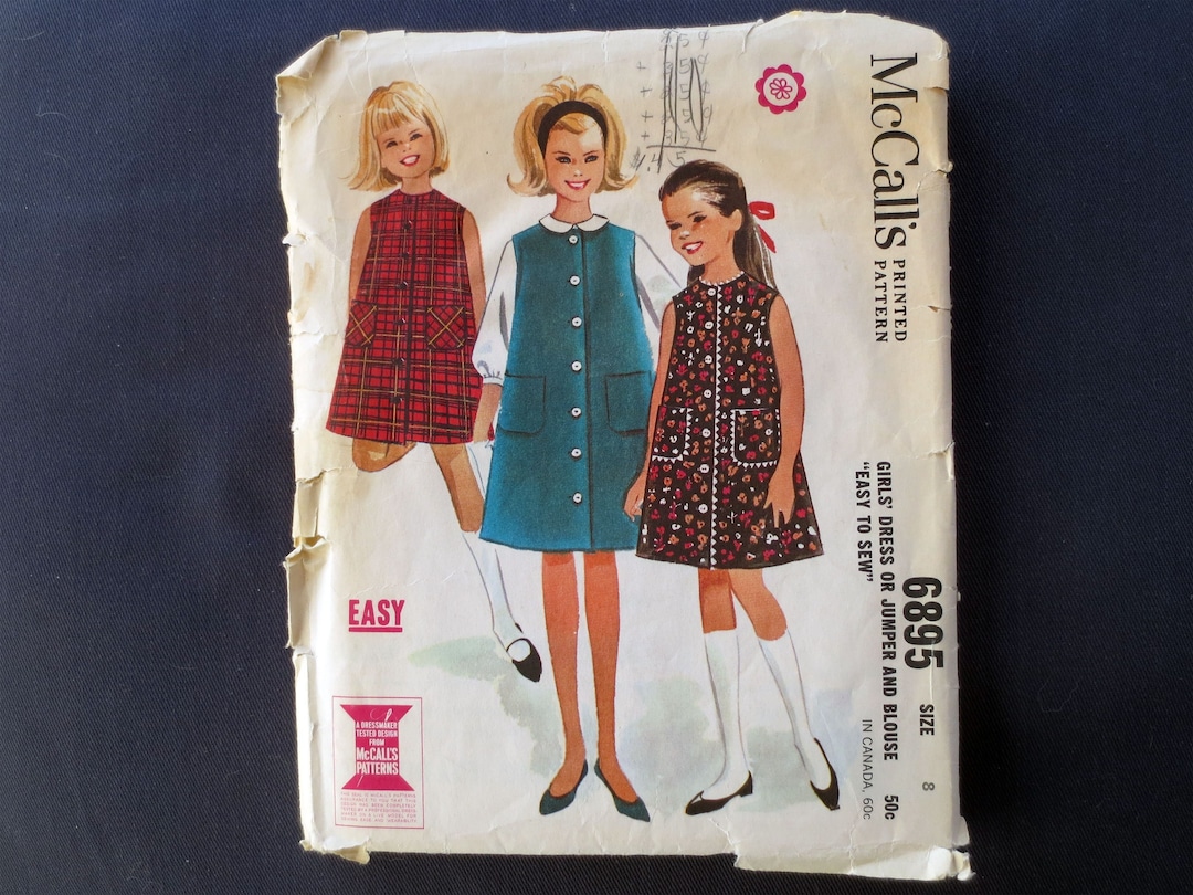 1963 Dress or Jumper & Blouse Vintage Pattern, Mccalls 6895, Girls Size ...
