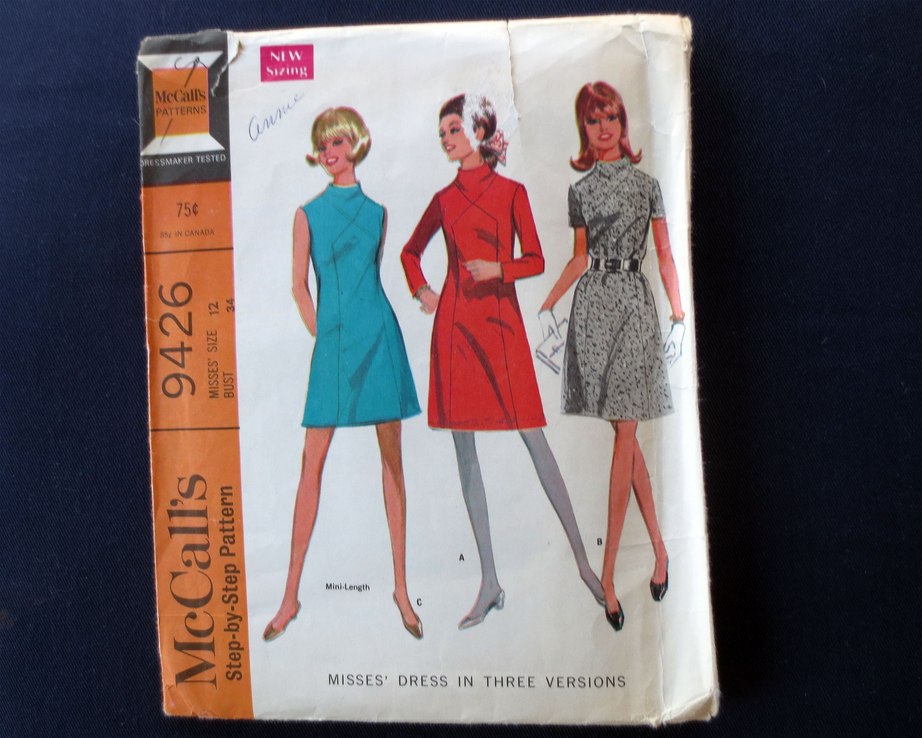 1968 Dress With Triangular Front Yoke Vintage Pattern, Mccalls 9426 ...