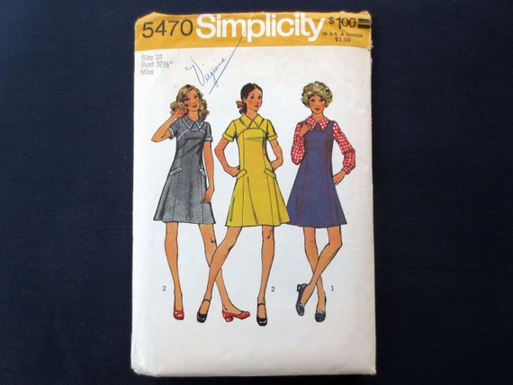 1972 Dress Vintage Sewing Pattern Simplicity 5470 Size 10 - Etsy