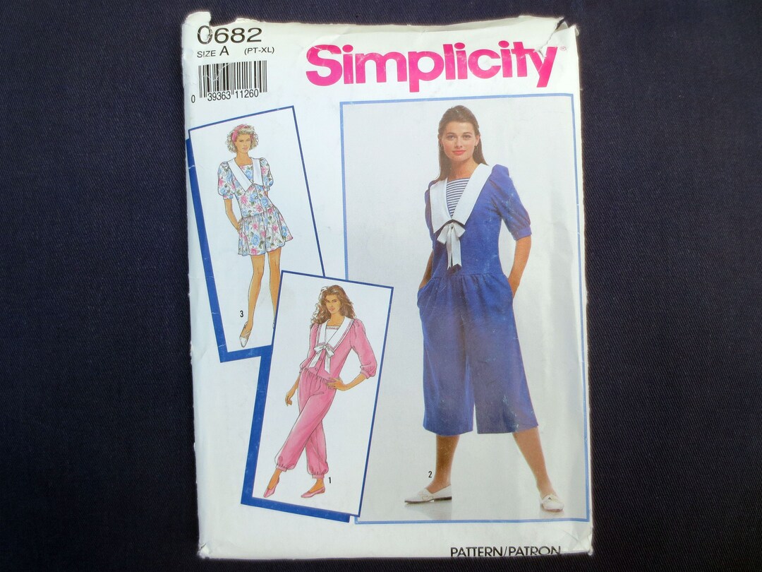 1991 Romper-dress Uncut Vintage Pattern, Simplicity 0682, Size 6, 8, 10 ...