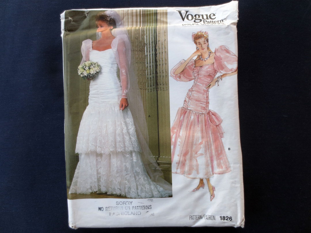 1986 Wedding Dress Uncut Vintage Pattern, Vogue Bridal Original 1826 ...