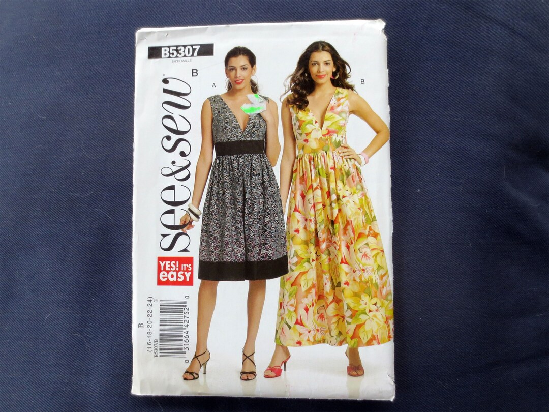 Sleeveless Dress Uncut Sewing Pattern, See & Sew 5307, Plus Size 16, 18 ...