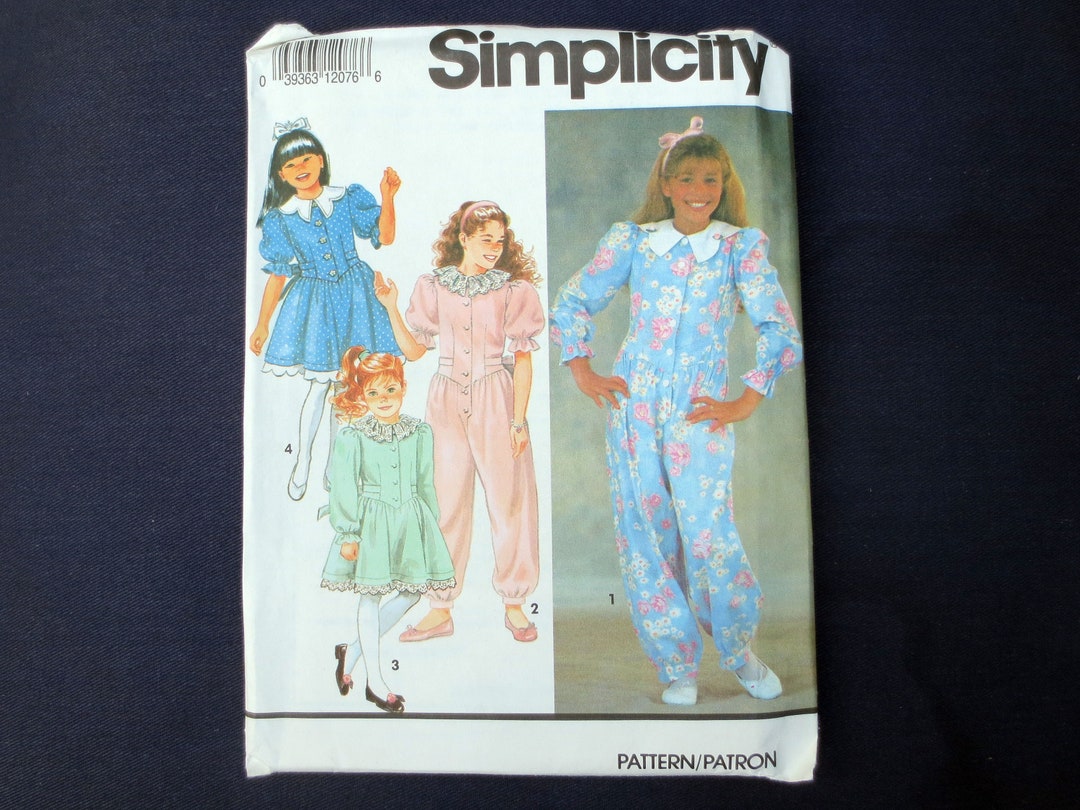 1991 Jumpsuit or Dress Uncut Vintage Pattern, Simplicity 7638, Girls ...