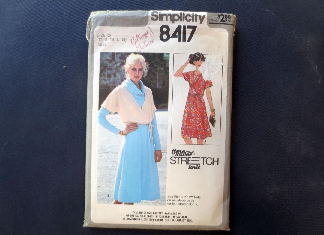 1978 Knit Dress & Jacket Vintage Pattern, Simplicity 8417, Size 12, 14 ...