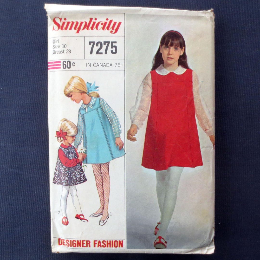 1967 Jumper and Blouse Vintage Sewing Pattern, Simplicity 7275, Girls ...