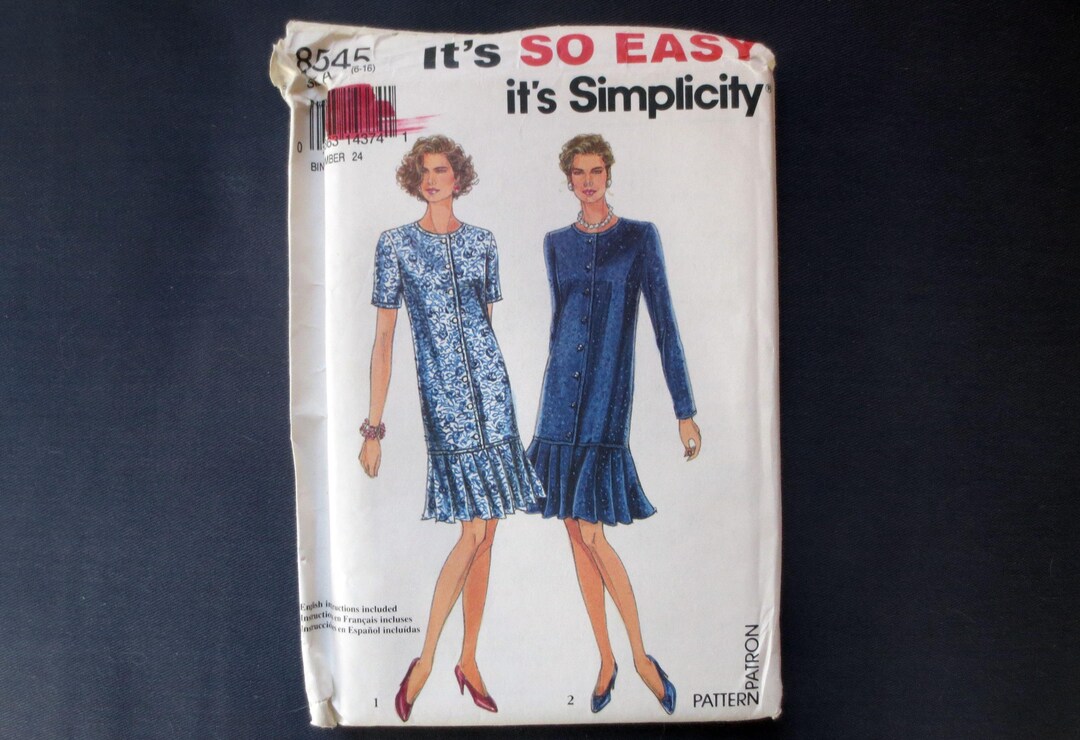 1993 Dress With Flounce Uncut Vintage Pattern, Simplicity 8545, Size 6 ...