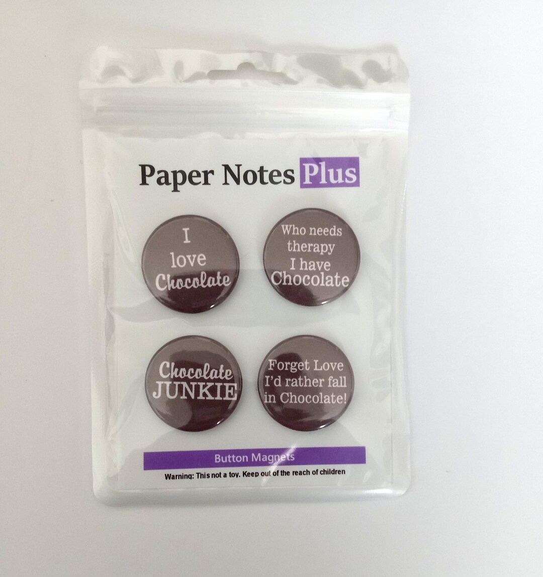 Refrigerator Magnets, Chocolate Junkie , Set of 4, 1.25 Inch Round ...