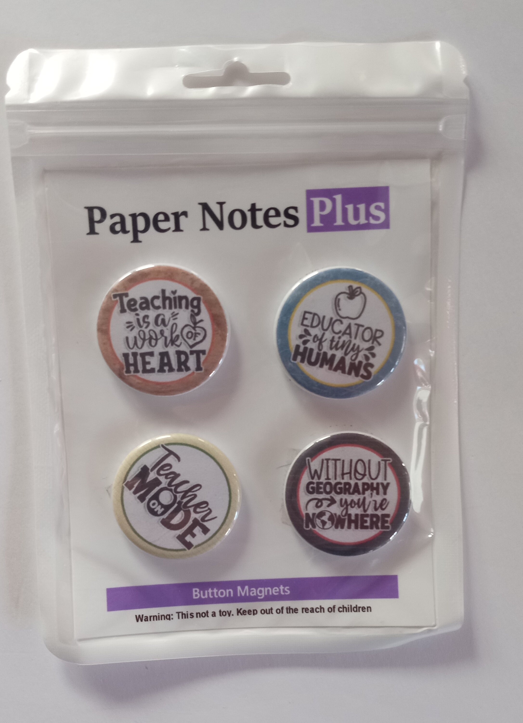 Refrigerator Magnets, Set of 4 Teacher Theme Magnets, 1.25 Inch Round ...