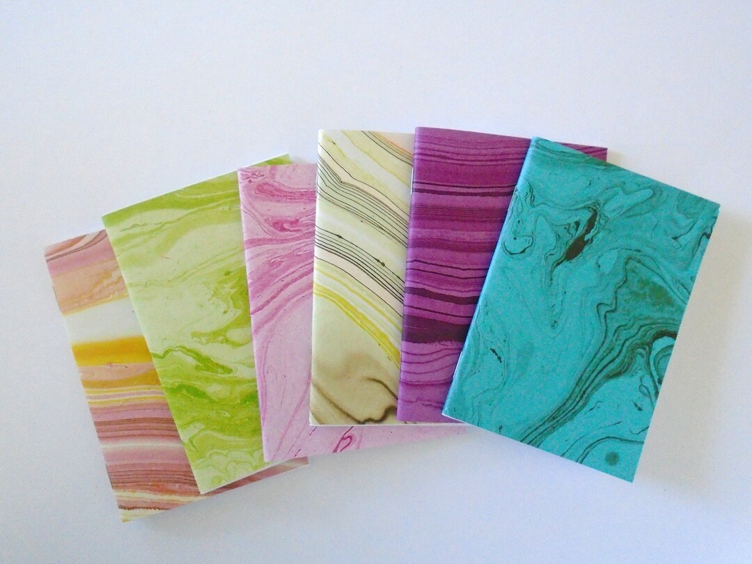 Pocket Size Marbled Notebooks, A Set of FOUR 3 1/2 X 5 Inch Blank ...