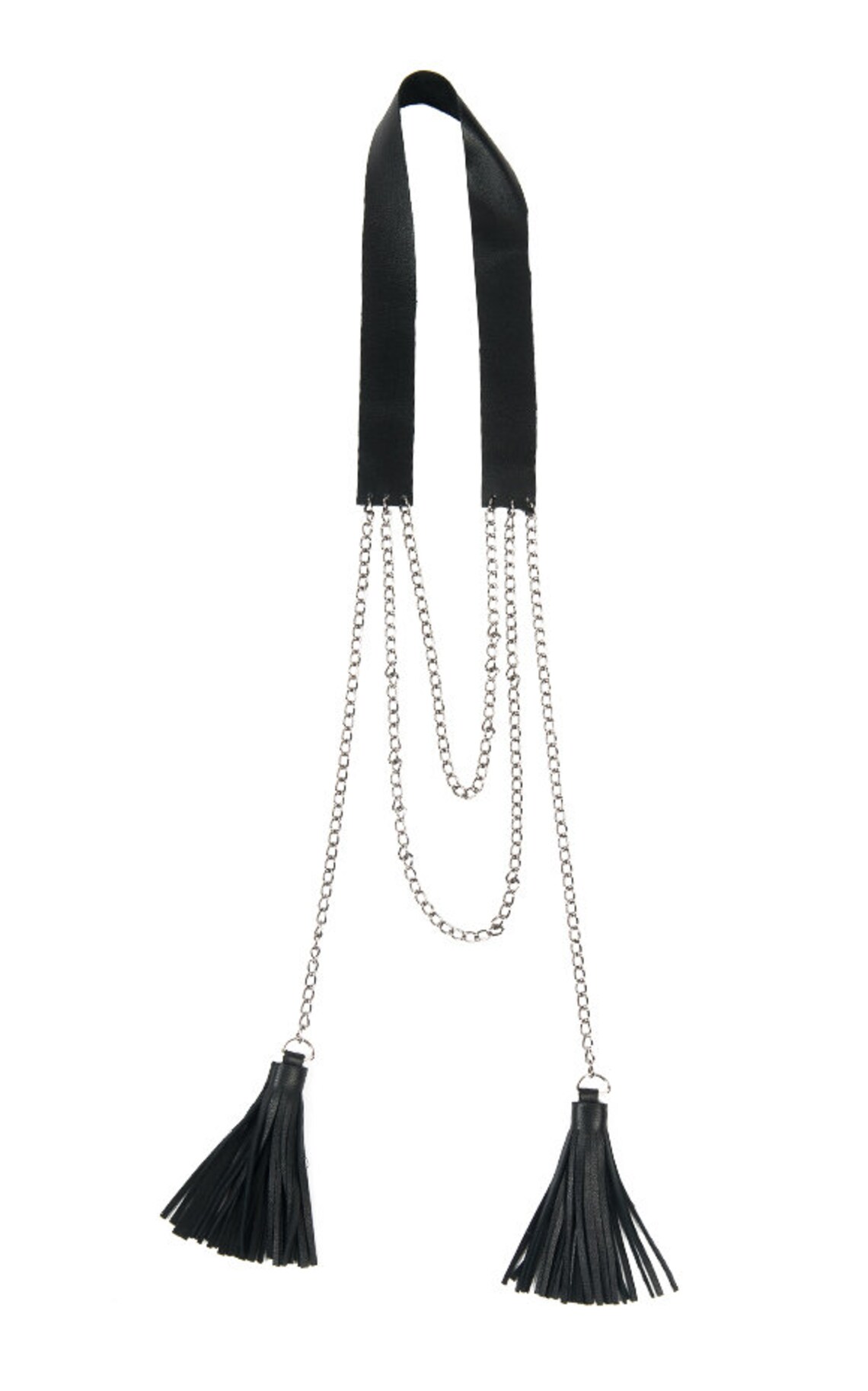 Extravagant Chain and Genuine Leather Necklace/handmade Black Pendant ...