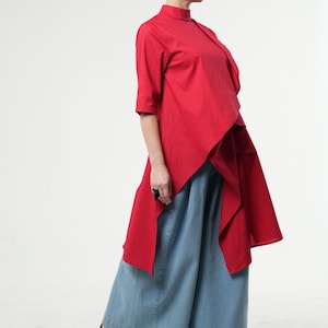 Asymmetrical Shirt / Oversized Tunic / Short Sleeve Tunic / Avant Garde ...